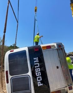 Mobile Cranes Help Stage a Crash Scene for George and Tammy